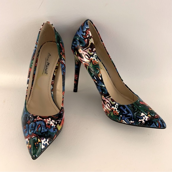 Anne Michelle | Shoes | Anne Michelle Blue Multi Colored Pumps | Poshmark